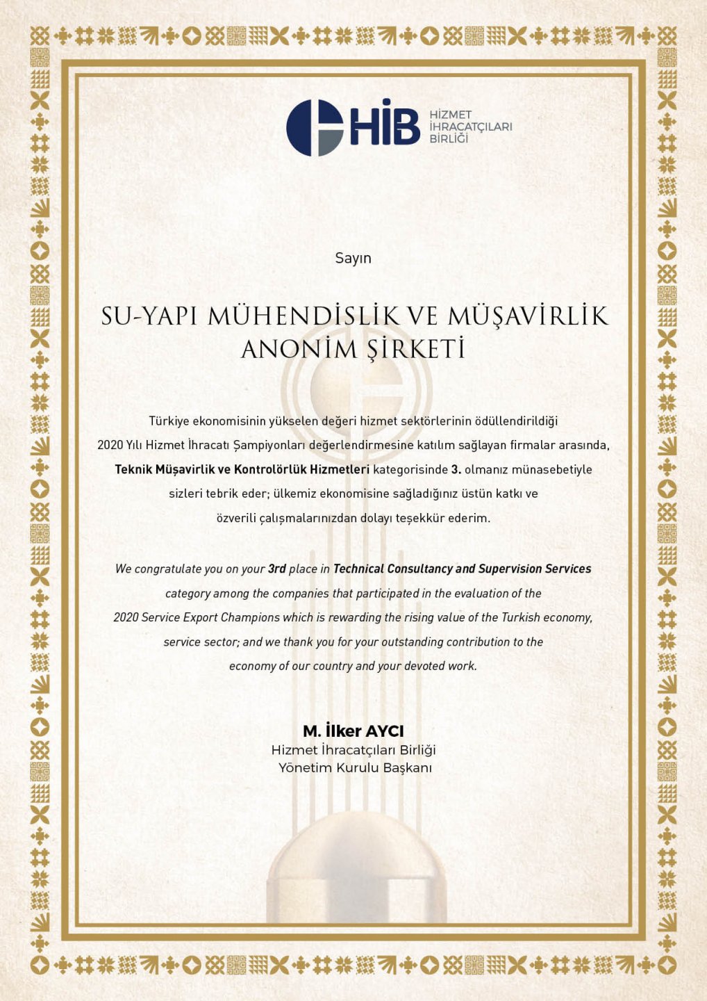 Export Champions of the Service Sector Announced. - News - SU-YAPI ...